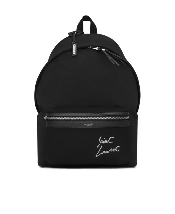 Saint Laurent City Logo-embroidered Cotton Backpack