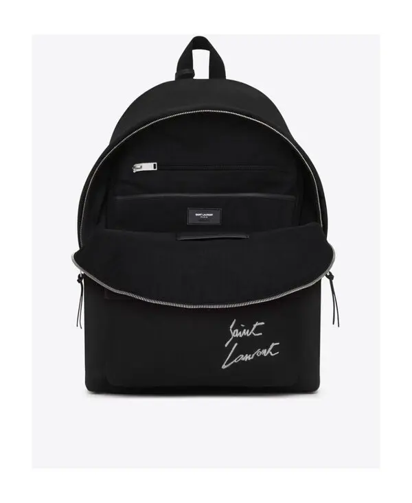 Saint Laurent City Logo-embroidered Cotton Backpack