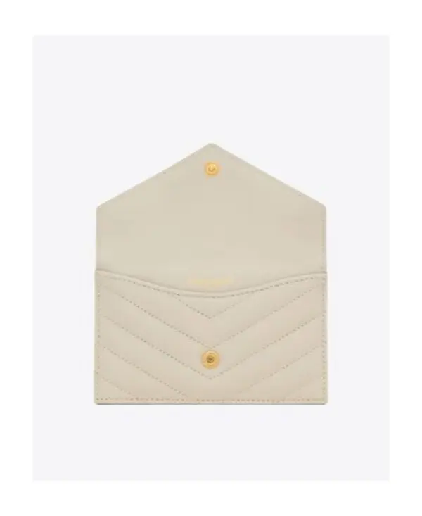 Saint Laurent Cassandre Matelassé Fragments Flap Card Case In Quilted Lambskin