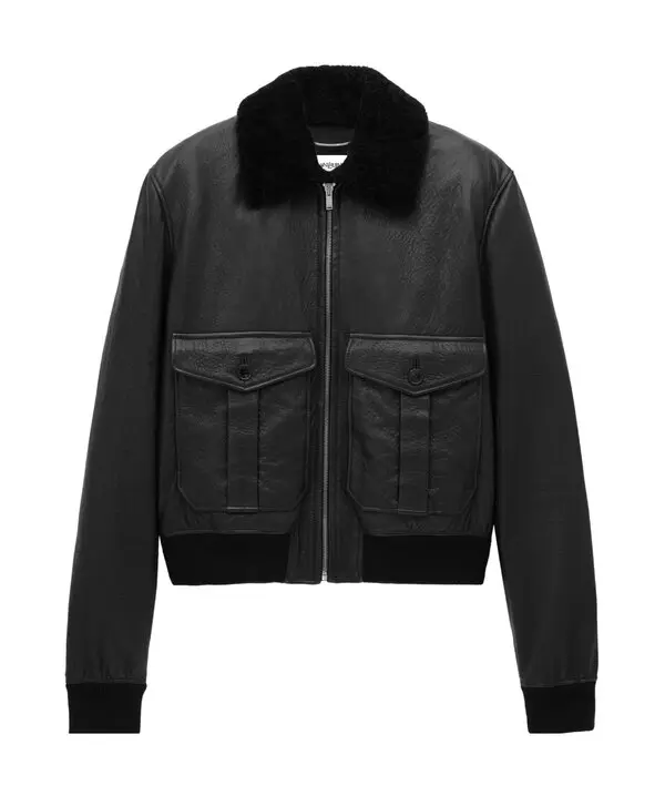 Saint Laurent Long-sleeved Leather Jacket With Patch Pockets