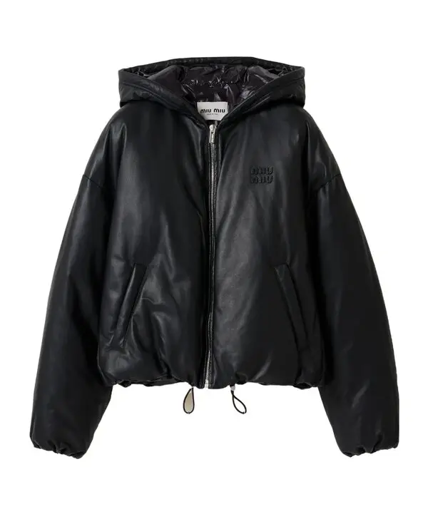 Miu Miu Padded Nappa Leather Hooded Jacket