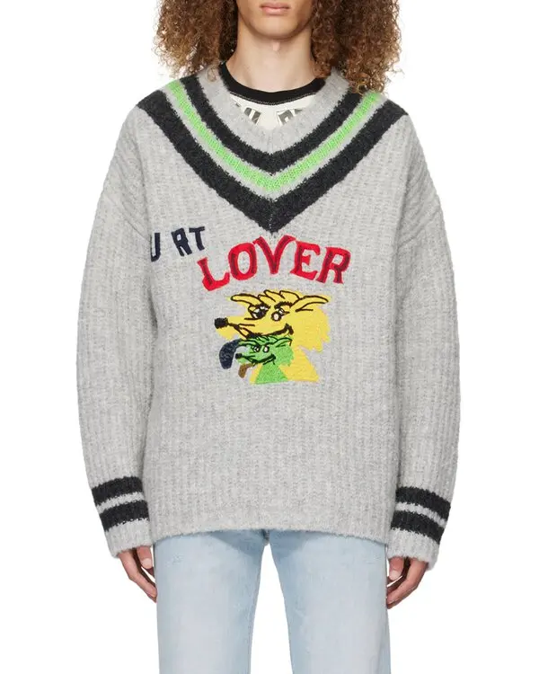 ERL Embroidered V-neck Jumper