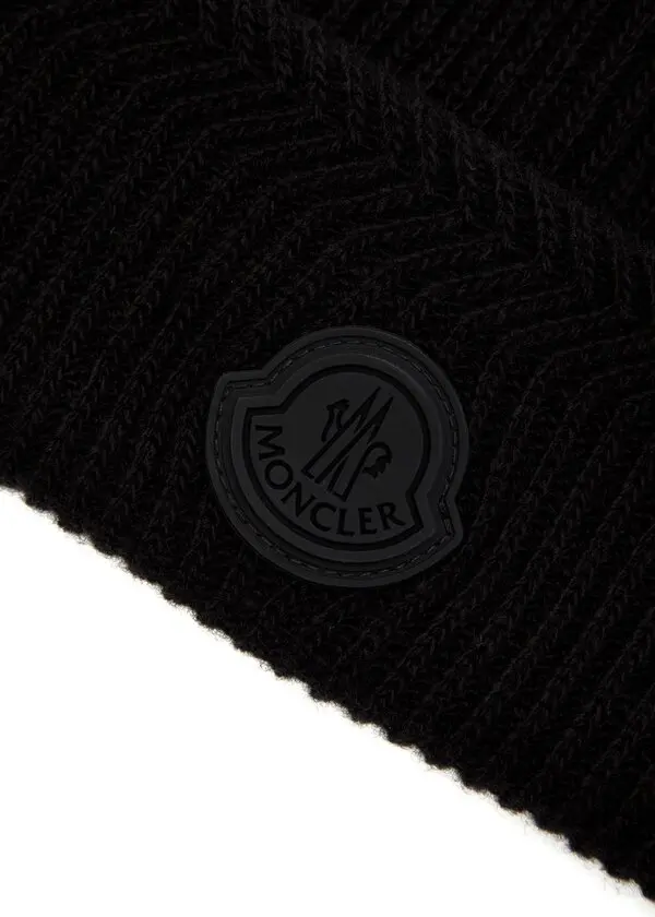 Moncler Ribbed Wool And Cashmere-blend Beanie