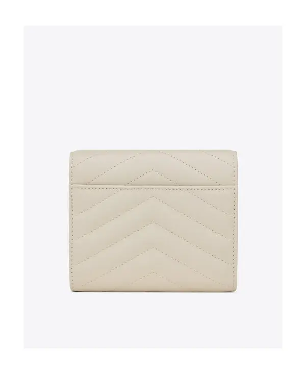 Saint Laurent Cassandre Matelassé Compact Tri Fold Wallet In Quilted Lambskin