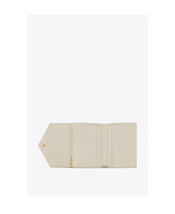 Saint Laurent Cassandre Matelassé Compact Tri Fold Wallet In Quilted Lambskin