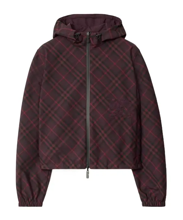 Burberry Cropped Reversible Check Hooded Jacket