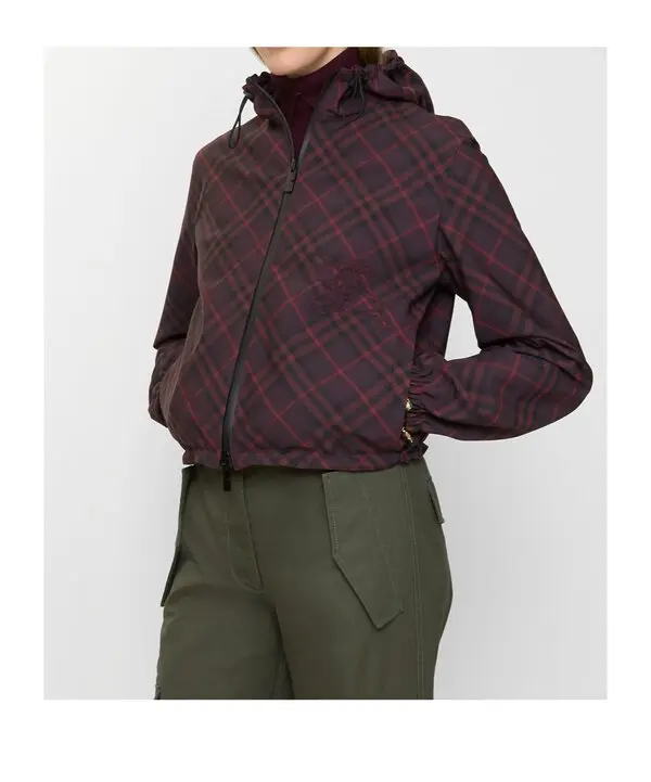 Burberry Cropped Reversible Check Hooded Jacket