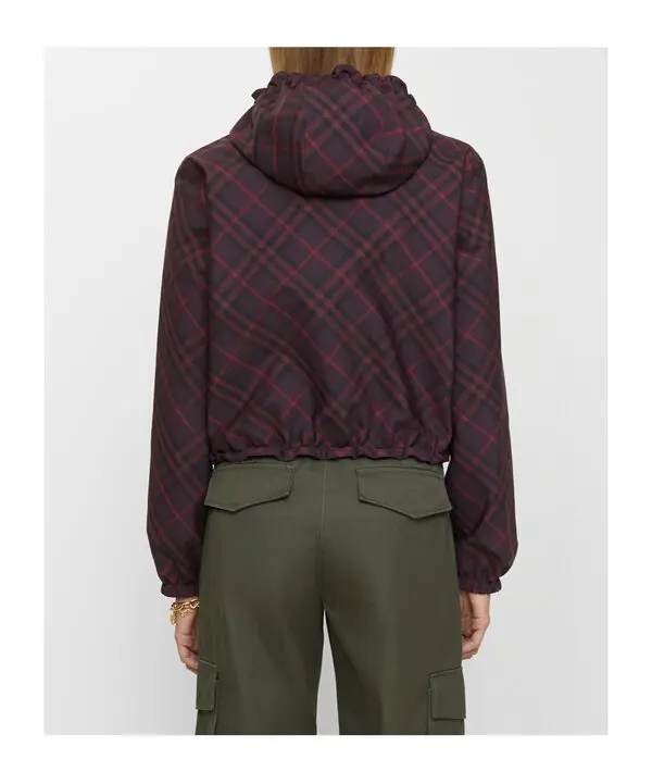 Burberry Cropped Reversible Check Hooded Jacket