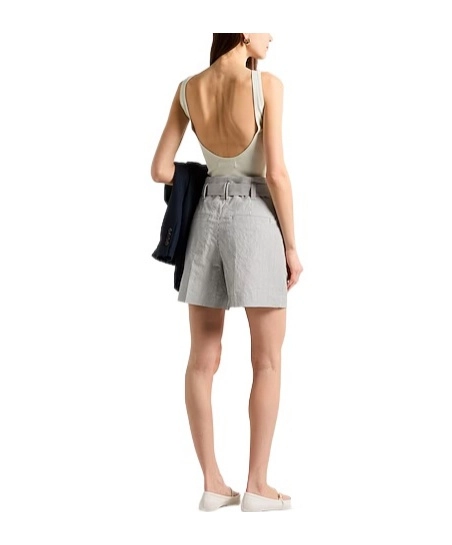 Brunello Cucinelli Striped Belted Twill Shorts