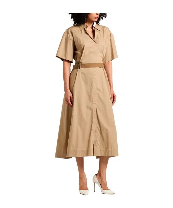 Brunello Cucinelli Flared Poplin Dress With Belt