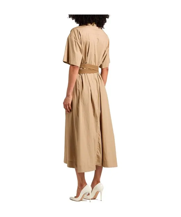 Brunello Cucinelli Flared Poplin Dress With Belt