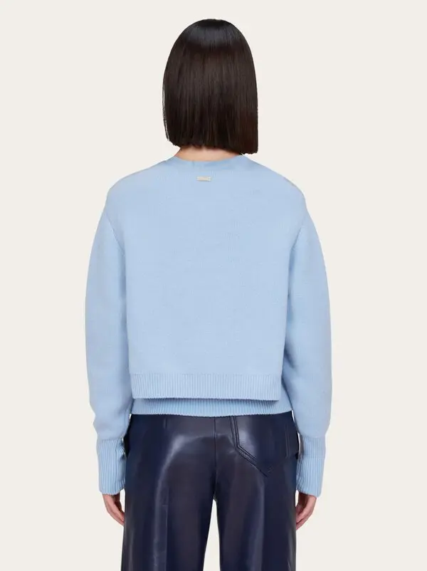 FERRAGAMO Layered Cashmere Sweater - Light Blue