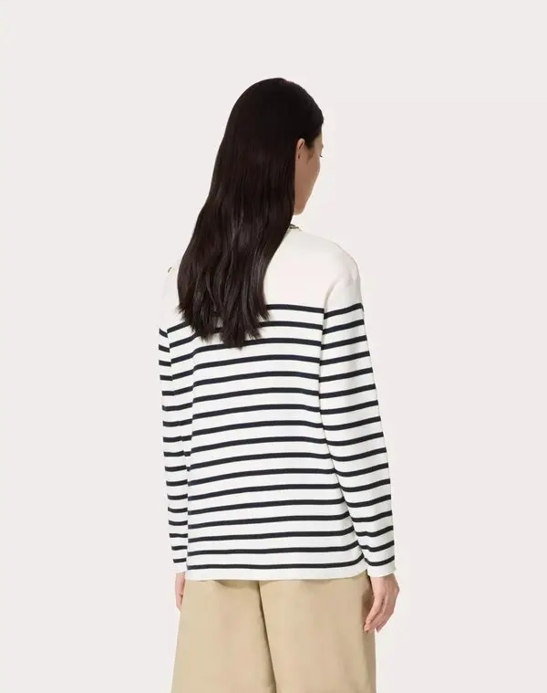 Valentino Garavani Striped Crewneck Jumper With Chain Detail