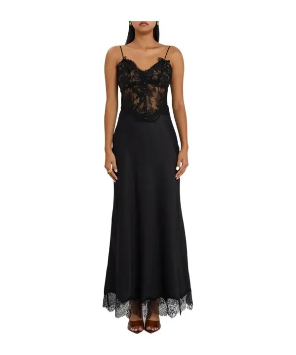 SELF-PORTRAIT Lace And Satin Maxi Dress