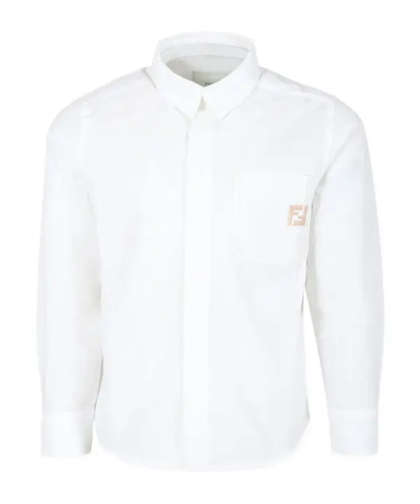 Fendi Logo Embroidered Cotton Shirt