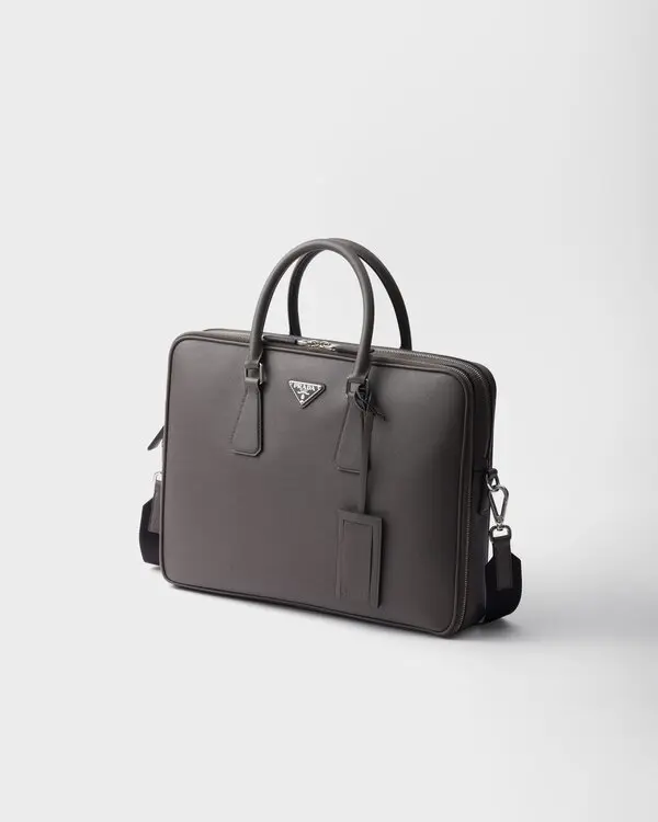 Prada Saffiano Leather Briefcase With Detachable Shoulder Strap