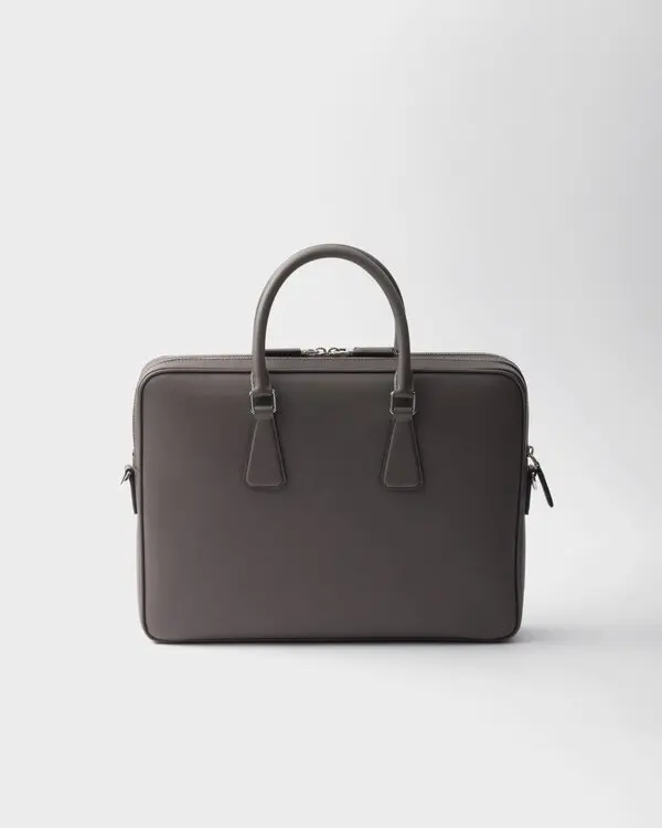 Prada Saffiano Leather Briefcase With Detachable Shoulder Strap
