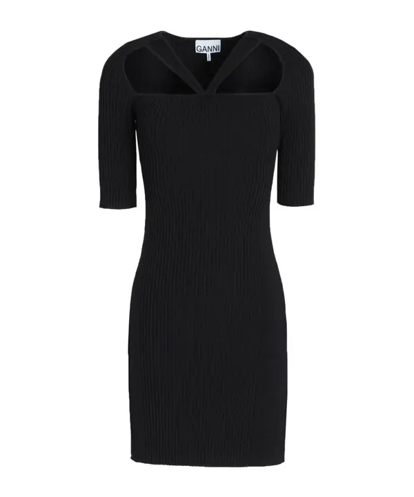GANNI Ribbed Knit Dress With Cutout Detail