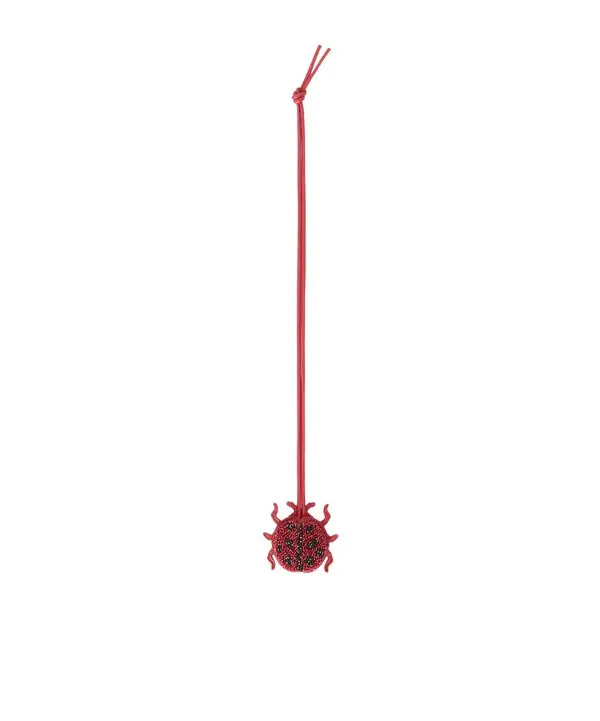 Loewe Ladybug Beaded Leather Charm - Ruby Red