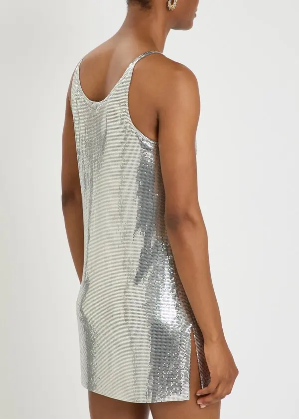 Rabanne Printed Chainmail Mini Dress - Gray