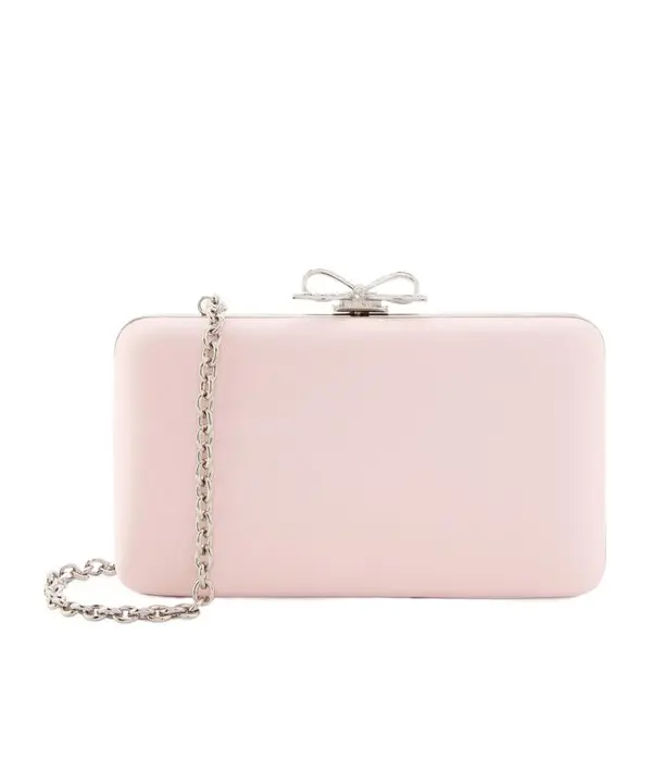 SELF-PORTRAIT Crystal Bow-embellished Satin Clutch