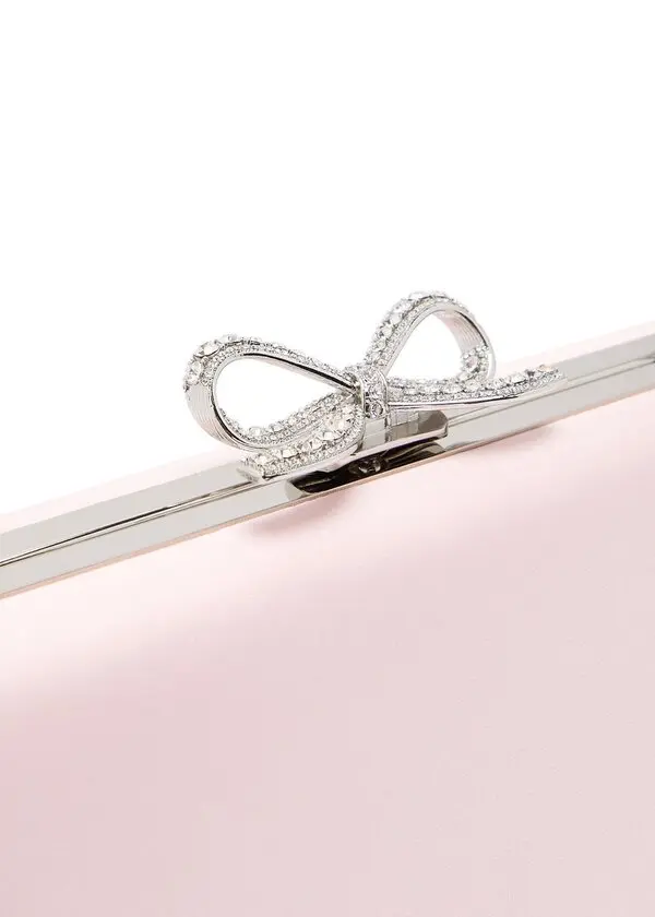 SELF-PORTRAIT Crystal Bow-embellished Satin Clutch