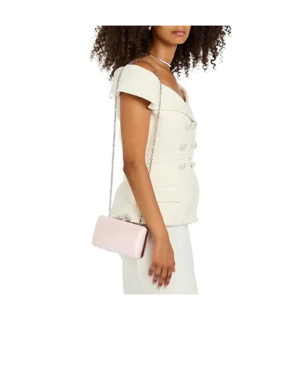 SELF-PORTRAIT Crystal Bow-embellished Satin Clutch