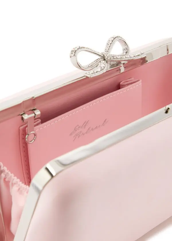 SELF-PORTRAIT Crystal Bow-embellished Satin Clutch