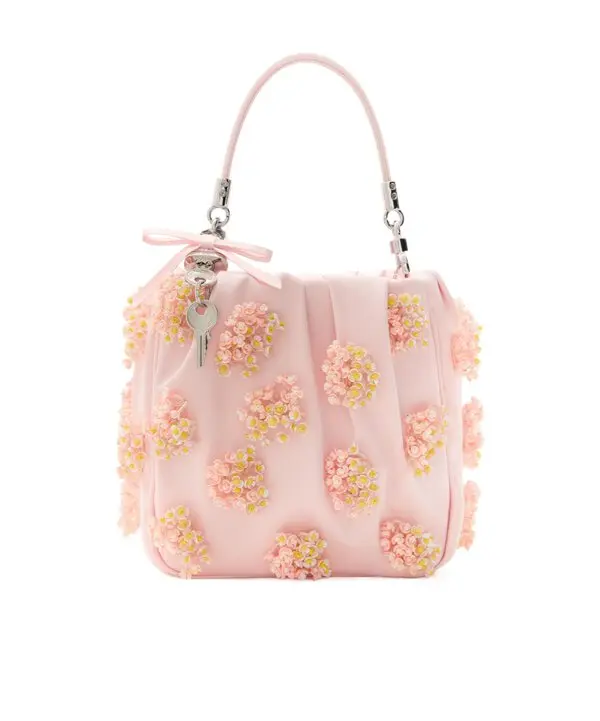 SELF-PORTRAIT Floral Bead-embellished Satin Tote