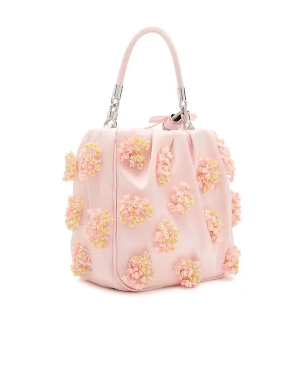 SELF-PORTRAIT Floral Bead-embellished Satin Tote