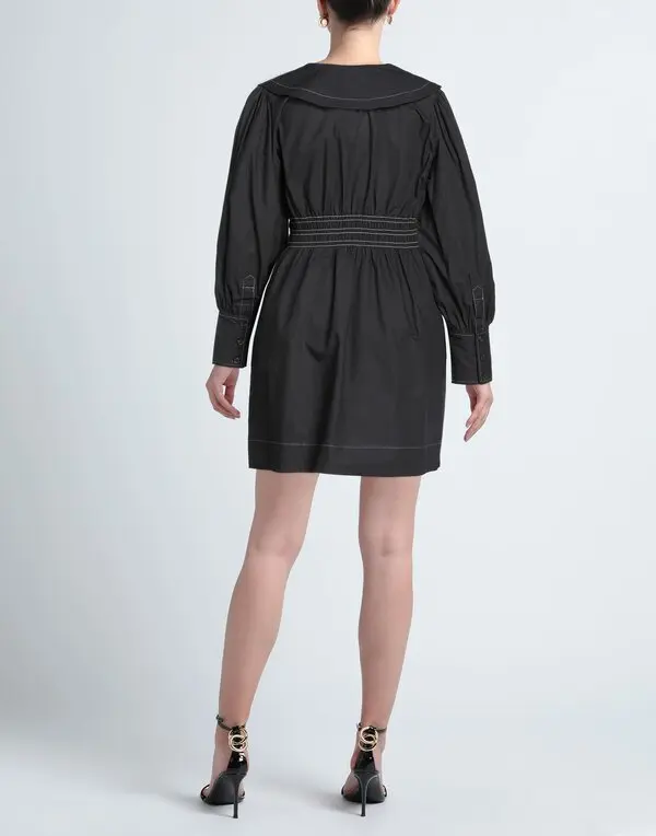 GANNI Long Sleeve Shirt Dress With Gathered Waist