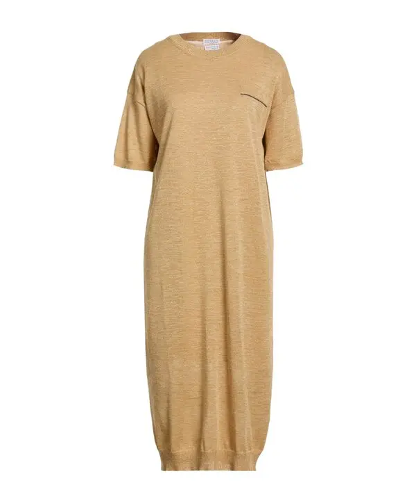 Brunello Cucinelli Metallic Knit Crewneck Dress