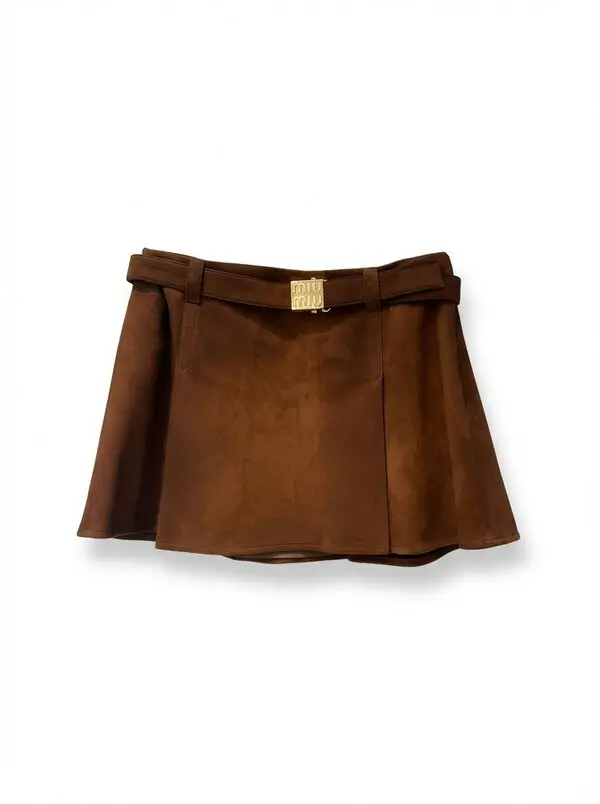 Miu Miu Suede Belted Skirt
