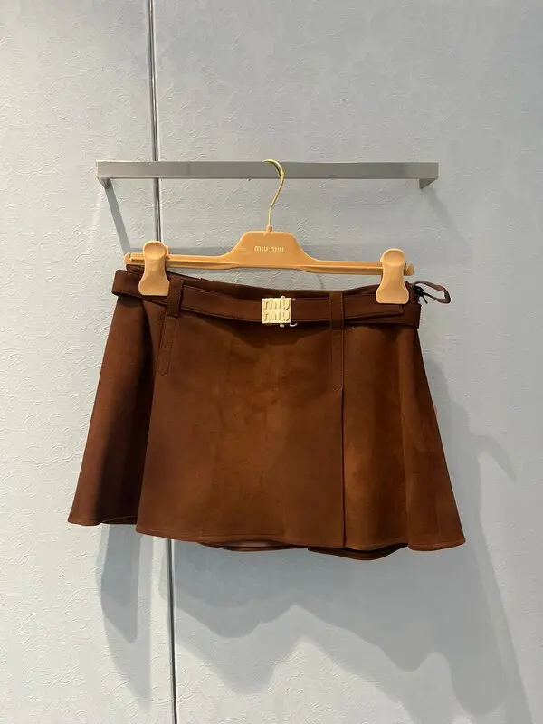 Miu Miu Suede Belted Skirt