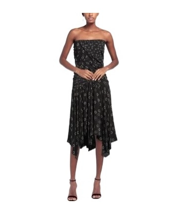 Isabel Marant Étoile Crepe Frills Two-tone Deep Neckline Sleeveless Mini Dress