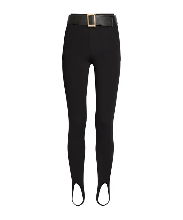 SELF-PORTRAIT Stirrup Belted Knit Leggings
