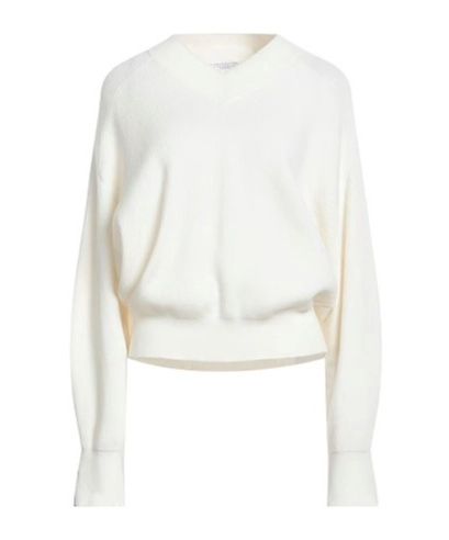Brunello Cucinelli Lightweight V-neck Long-sleeve Knit Top