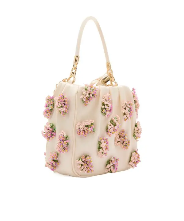 SELF-PORTRAIT Floral Bead-embellished Satin Tote