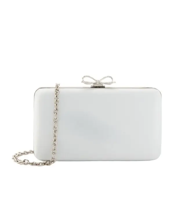 SELF-PORTRAIT Crystal Bow-embellished Satin Clutch