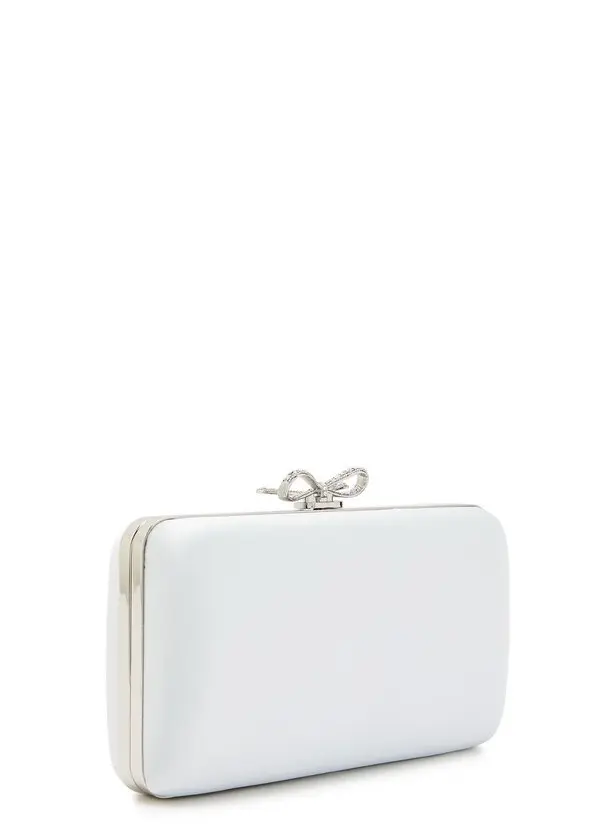 SELF-PORTRAIT Crystal Bow-embellished Satin Clutch
