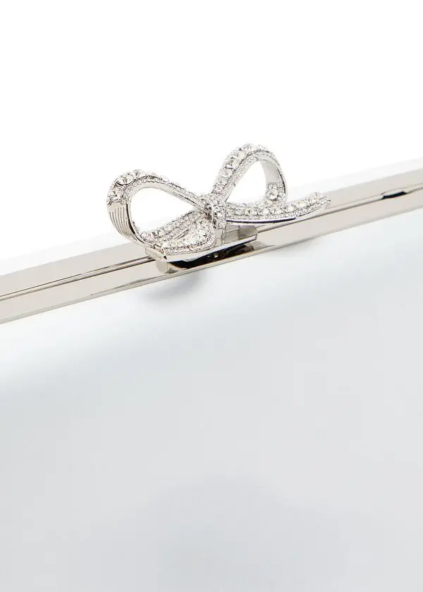 SELF-PORTRAIT Crystal Bow-embellished Satin Clutch