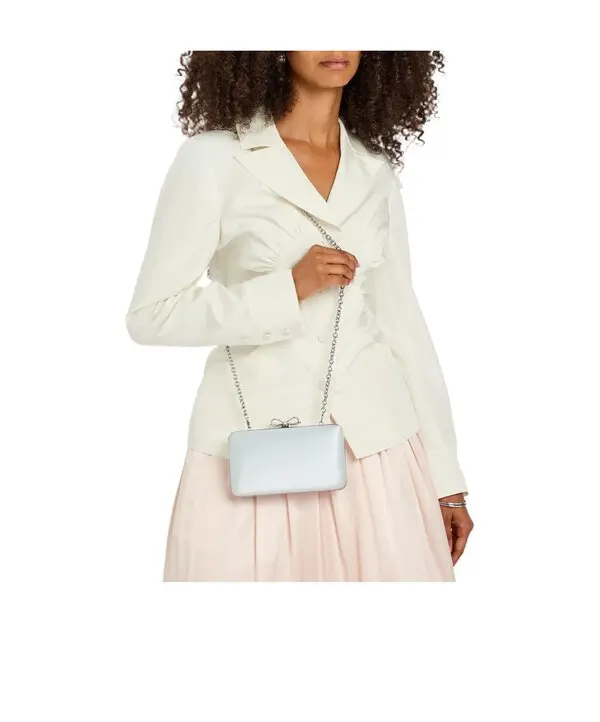 SELF-PORTRAIT Crystal Bow-embellished Satin Clutch