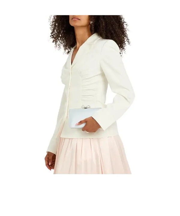SELF-PORTRAIT Crystal Bow-embellished Satin Clutch