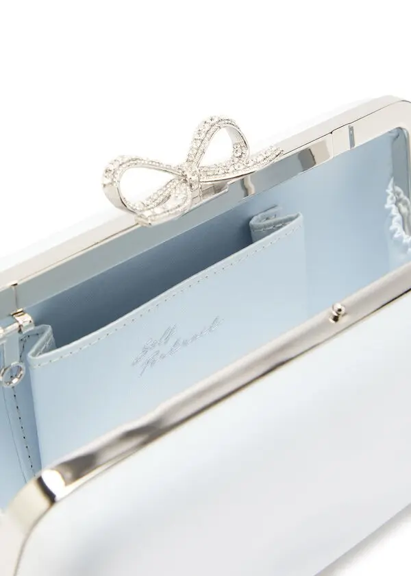 SELF-PORTRAIT Crystal Bow-embellished Satin Clutch