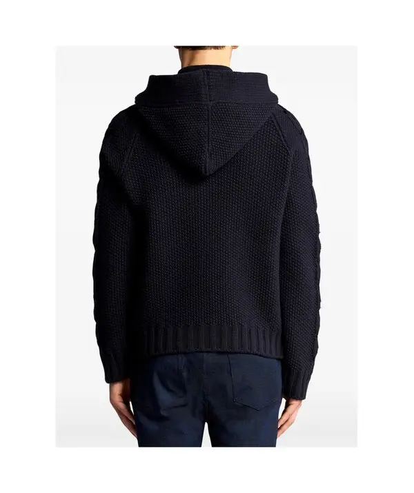 Etro Zipped Hooded Sweater With Cable Knit Sleeves