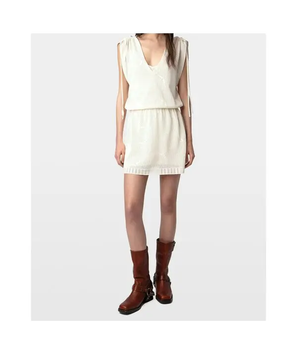 Zadig&Voltaire Alanis Crochet-knit Minidress With Cutout Wing Pattern