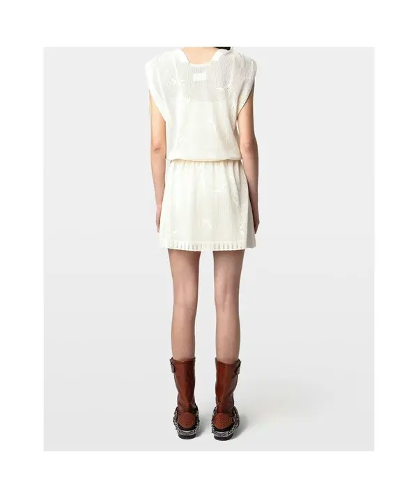 Zadig&Voltaire Alanis Crochet-knit Minidress With Cutout Wing Pattern
