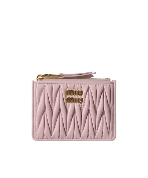 Miu Miu Matelassé Nappa Leather Card Holder - Nude