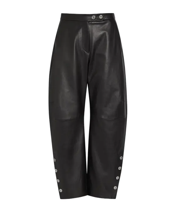 Sportmax Barrel-leg Leather Trousers - Black
