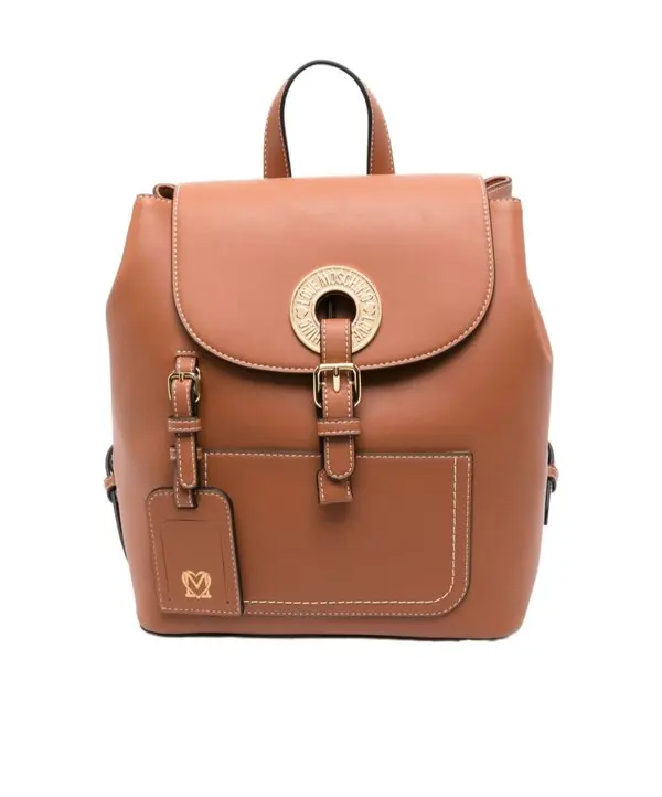 Moschino Logo Engraved Buckle Fastened Backpack